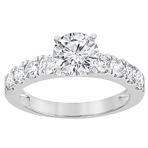 Beyond Brilliance 1 Carat IGI Certified Round Cut Lab-Grown Diamond Side Stone Engagement Ring (F-G, VS2) in 14K White Gold | Fine Jewelry for Women | Gift Box Included