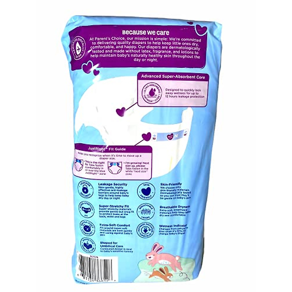 Parent’s Choice Dry & Gentle Newborn Diapers, Size Newborn, 42 Count, DRYNOW Core, Soft & Breathable Materials, Made Without Natural Latex, lotions or perfumes