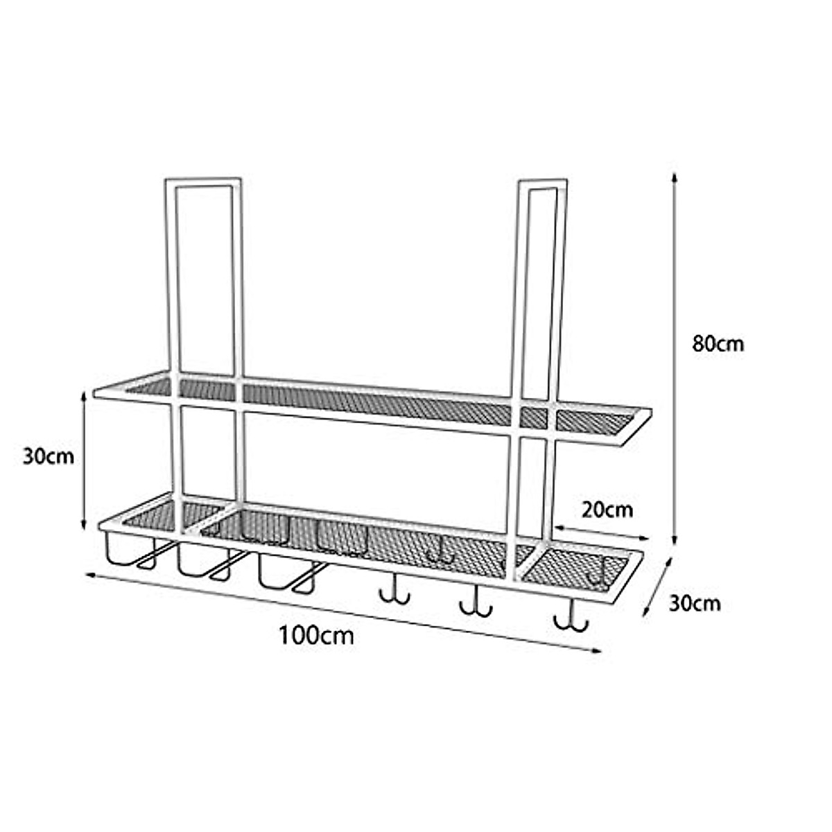 MISTRARA European Style Hanging Shelf, 2-Layer Black Wrought Iron Ceiling Frame, Restaurant Bar Storage Rack, Upside Down Wine Glass Rack 3 Sizes (Size : 100 * 30 * 80cm)