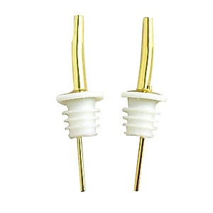 Wine Olive Oil Bottle Pourer Spouts with Rubber Dust Caps from Ocharzy (Gold, 2 pcs)