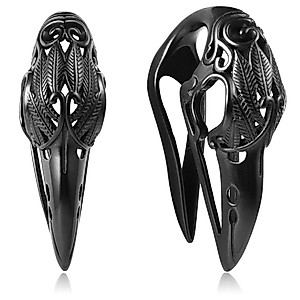 Casvort 2 PCS Black Halloween Eagle Ear Hanger Weight Stainless Steel Ear Gauges Body Jewelry Piercing Plug Pair Selling 5/8'' (16mm)