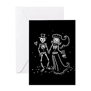 CafePress Skeleton Bride And Groom Folded Greeting Card Glossy