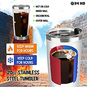 34HD Christmas Halloween Gifts, Skeleton Tumbler with Lid 20oz, Horror Coffee Mug, Skeleton Cup, Skull Travel Mug, Sarcasm Horror Christmas Gifts for Women