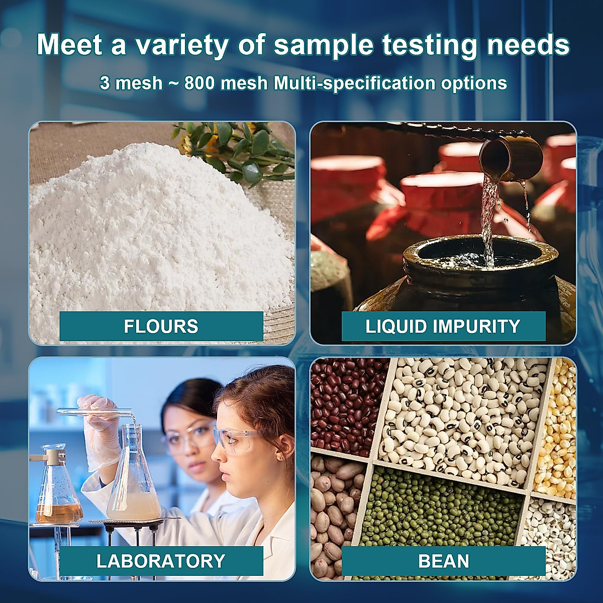 LVDALAB 304 Stainless Steel Mesh Lab Sieve, 325 Mesh (0.045mm) Aperture Test Sieve, 7.9Inch(20cm) Diameter Economy Standard Analysis Sample Test Sieves for Industrial Laboratory Homes