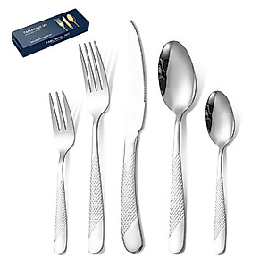 VAVOLO 20 Pcs Silverware Set Service for 4 - Stainless Steel Flatware Set,Food Grade Cutlery Utensil Set,Durable Home Kitchen Eating Tableware Set,Include Fork Knife Spoon Set,Dishwasher Safe