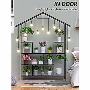 Spampur Metal Plant Stand Indoor Outdoor, Plant Shelf, 16 Potted Tall Plant Stands for Indoor Plants Multiple, Large Flower Pots Corner Plant Holder, 4 Tiered Ladder Planter Display Rack Garden Patio