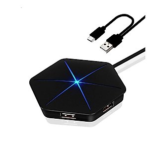 WJCCY 6 Port USB2.0 Hub 1m Cable Splitter with TF SD Card Reader Cool Light Charging USB 2.0 3.0 Hub for Multi-Device Desktop Laptop