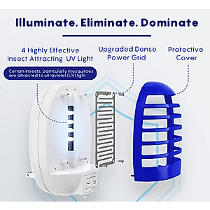 Bug Zapper Indoor, Fly Zapper for Indoors, Ariie Electronic Mosquitoes Killer Mosquito Zapper with Blue Lights for Living Room, Home, Kitchen, Bedroom, Baby Room, Office(4 Packs)
