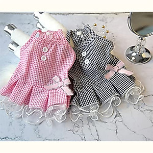 HOUKAI Dog Wedding Dress Plaid Ribbon Pet Dress Summer Accessories Clothes (Color : D, Size : XScode)