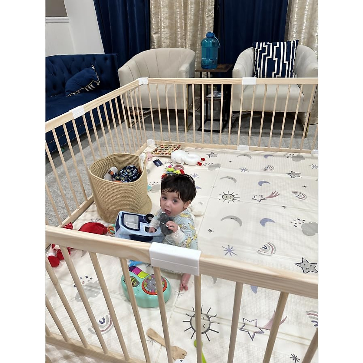 HARPPA Baby Gate Playpen Baby Fence for Babies and Toddlers Baby Play Yards for Play Area (60x73x24 inches)