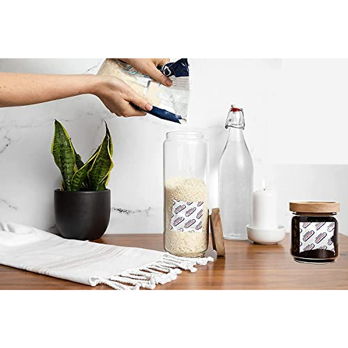 50CC [100Packets] Oxygen Absorbers (No Waste - 20 packs of 5 each, 100 Total) for Long Term Food Storage, Mason Jars, Mylar Bags, Canning, Vacuum Bags, Oxygen Absorbers for Food Storage