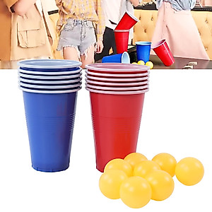 CUTULAMO Beer Pong Game Set, Smoothing Edges Cup Pong Game Set for Holiday Parties