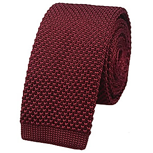 Kihatwin Men's Wine Red Eco-friendly Self Ties Extra Long Knitted Necktie Solid 58 Inches