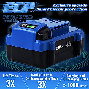 TenHutt 【Upgrade】 2Pack 6.0Ah Replace Battery for Kobalt 24V Battery MAX 6.0Ah KB624-03 KB524-03 KB424-03 KB224-03 0673802 Cordless Tools Lithium Ion Battery[Can't FIT Snow Joe &Sun Joe &Chain Saw]