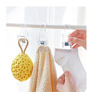 Tinkeep Large Laundry Hook Clothes pins 4pcs Sock Clip Laundry Clips with Springs, Strong Plastic Clothes Drying Line Pegsfor Home Kitchen Outdoor Trip (4)