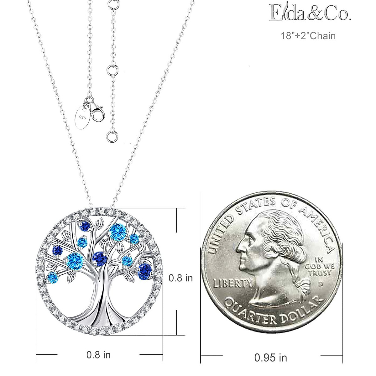 Tree of Life Jewelry for Wife Mom Birthday Gifts September Birthstone Blue Sapphire Necklace Jewelry Her Sterling Silver Necklace