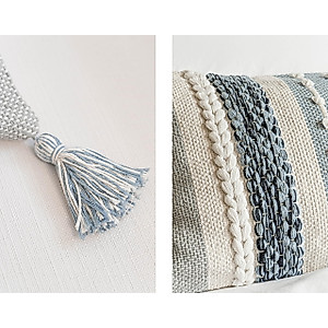 BlissBlush Coastal Blue Decorative Lumbar Pillow Cover 14x36 Boho Long Body Pillow for Bed Farmhouse Lumbar Throw Pillow for Couch Modern Accent Textured Throw PillowCase