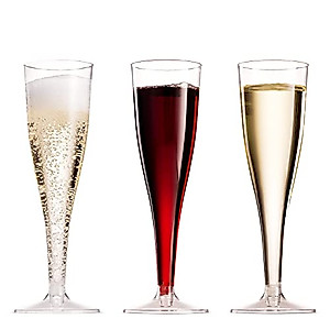Munfix 50 Plastic Champagne Flutes 5 Oz Clear Plastic Toasting Glasses Disposable Wedding Party Cocktail Cups