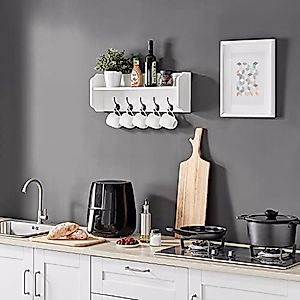 Danya B. Entryway Floating Utility Wall Shelf with Hooks – Wall Mounted (White)