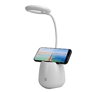 Sutinna Multifunctional LED Table Lamps, Bluetooth Speaker Touch Control Desk Light Phone Stand, Dimmable Office Desk Lamp with USB Charging Port(White)