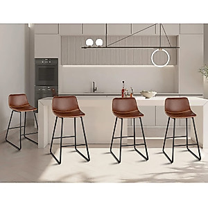 HeuGah Bar Stools Set of 4,Faux Leather Counter Height Bar Stools,26" Bar Chairs with Back,Modern Counter Stool for Kitchen Island