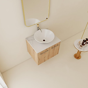 24 inch Bathroom Vanity with Sink,Modern Bathroom Vanities for Small Bathroom,Floating Bathroom Vanity with Ceramic Sink