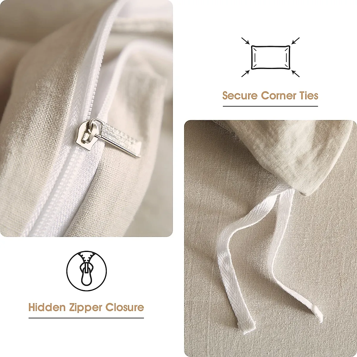 Grassix 100% Linen Duvet Cover King - Super Soft French Linen Comforter Cover Breathable Duvet Cover for Hot Sleepers 1 Duvet Cover and 2 Pillowcases