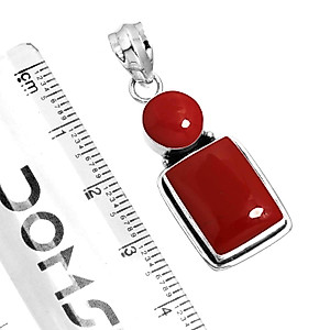 JEWELOPORIUM 925 Silver Pendant for Women Red Stone Gemstone Statement Silver Pendant Necklace Thanksgiving Gift Fashion Jewelry