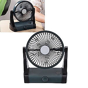 GLOGLOW USB Portable Fan, 5000mAh Battery Silent Motor Rechargeable Portable USB Small Desk Fans 2 Levels LED for Camping (Green)