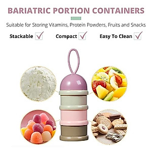 Ultra Diet Portion Control Container Set, Stackable and Detachable, Leak-Proof, Ideal for Weight Control or Storing Food, Snacks or Protein Powders, Bariatric Friendly, 6 Pieces Total (Pink-Brown)