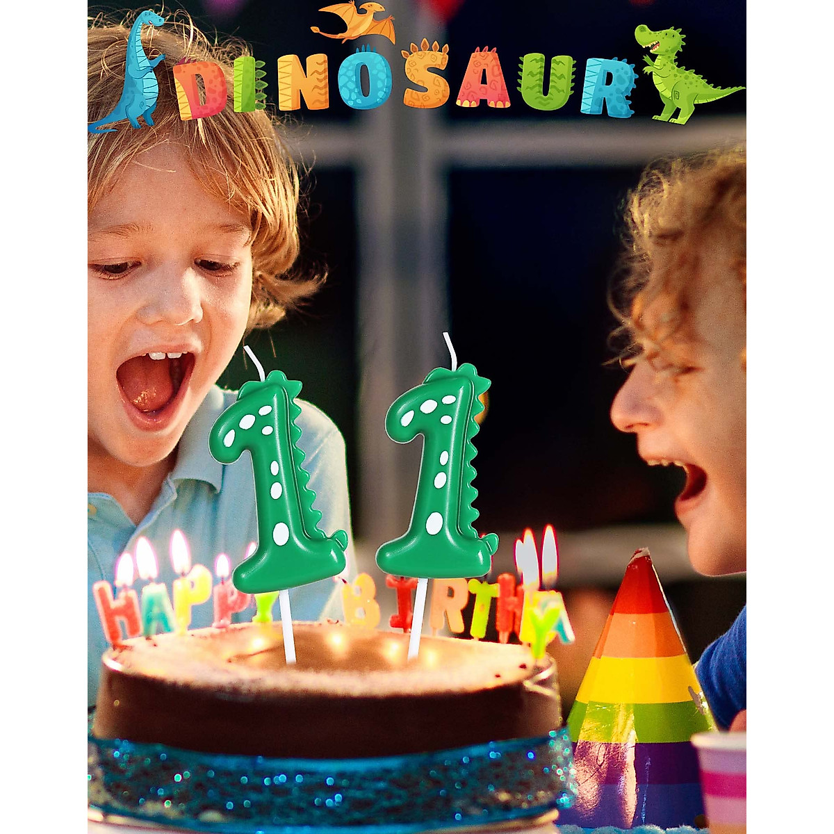 3rd Birthday Candles, Number 3 Candle, Dinosaur Party Decorations for Birthday, Green Happy Birthday Candle for Cake, Handmade Numeral Candle Dino Theme Cake Topper Anniversary Party Decor