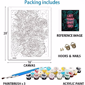 Eiazuiks Paint by Number for Adults. Buddha Paint by Numbers for Adults Beginner Drawing Paintwork with 3 Paintbrushes Paint Canvas Oil Painting Fall 16” x 20”