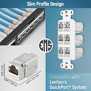 Everest Media Solutions easySHIELD (CAT6A Kit) - Speed Termination Tool, with 12 Slim Profile, 90-Degree RJ45 Shielded Keystone Jacks - F/STP Punch Down Crimper - Tested for CAT5e, CAT6, CAT6A, CAT7