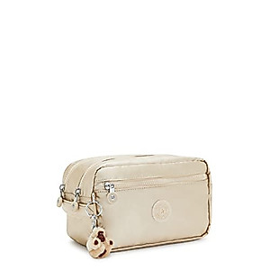 Kipling Womens Women's Amalfi Travel Pouch, Organize Accessories, Slip Compartments, Top Zip Closure, Nylon Large Pouch, Starry Gold Metallic, 9 L x 5.5 H 5 D US