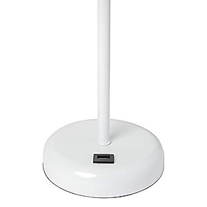 Limelights LT2044-POW Stick USB Charging Port and Fabric Shade Table Lamp, White/Light Pink,8.5 x 8.5 x 19.5