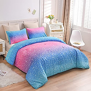 NTBED Galaxy Comforter Set Twin Size Soft Microfiber Colorful Gradient Glitter Printing Bedding Sets for Teens Boys Girls Kids(Multi,Twin)