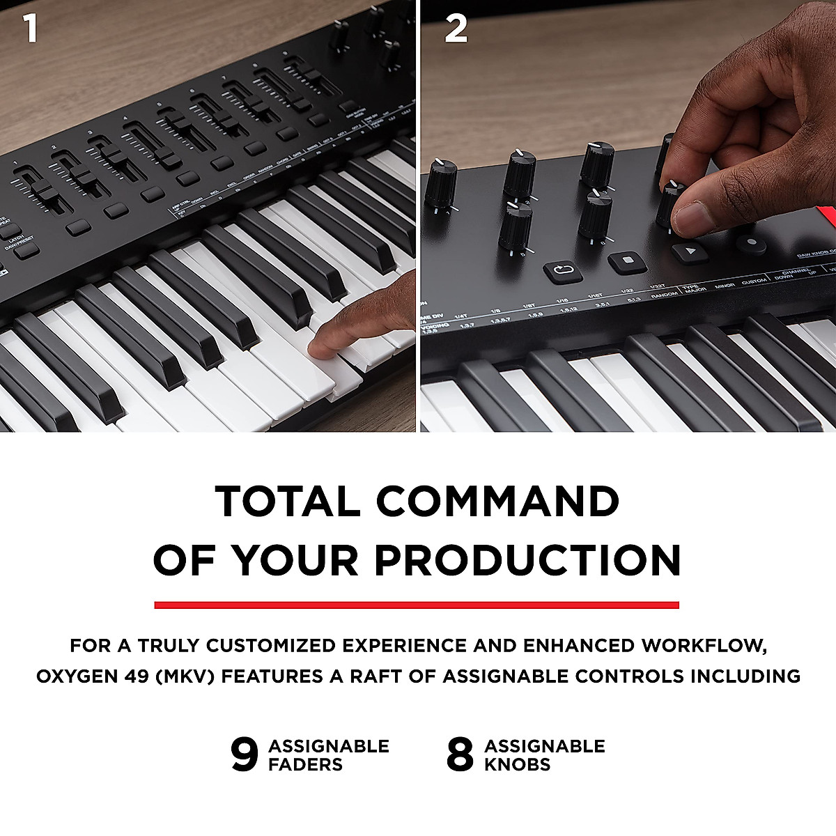 M-Audio Oxygen 49 (MKV) – 49 Key USB MIDI Keyboard Controller With Beat Pads, Smart Chord & Scale Modes, Arpeggiator and Software Suite Included