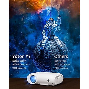 Projector - 4K Support Portable Projector Bluetooth 5G WiFi Native 1080P, 400 ANSI Lumen, YOTON Y7 Phone Projector with Carrying Case, Compatible with HDMI/VGA/USB Home Theater Movie Projector