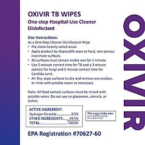 Diversey Oxivir Tb 101105463 One Step Disinfectant Cleaning Wipes, Accelerated Hydrogen Peroxide, Standard Sheets, 160-Wipes, 1-Canister