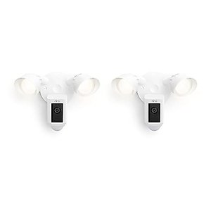 Ring Floodlight Cam Wired Plus with motion-activated 1080p HD video (2021 release), 2-pack, White