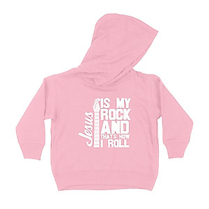 Jesus is My Rock That's How I Roll Kids Hoodie Sweatshirt Toddler 4T Light Pink