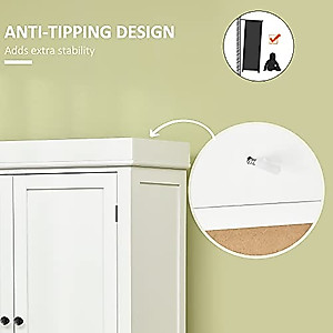 HOMCOM Freestanding Modern 4 Door Kitchen Pantry, Storage Cabinet Organizer with 6-Tier Shelves, and 4 Adjustable Shelves, White