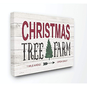 Stupell Industries Christmas Trees Farm Wood Texture Holiday Word Design Canvas, Multi-Color