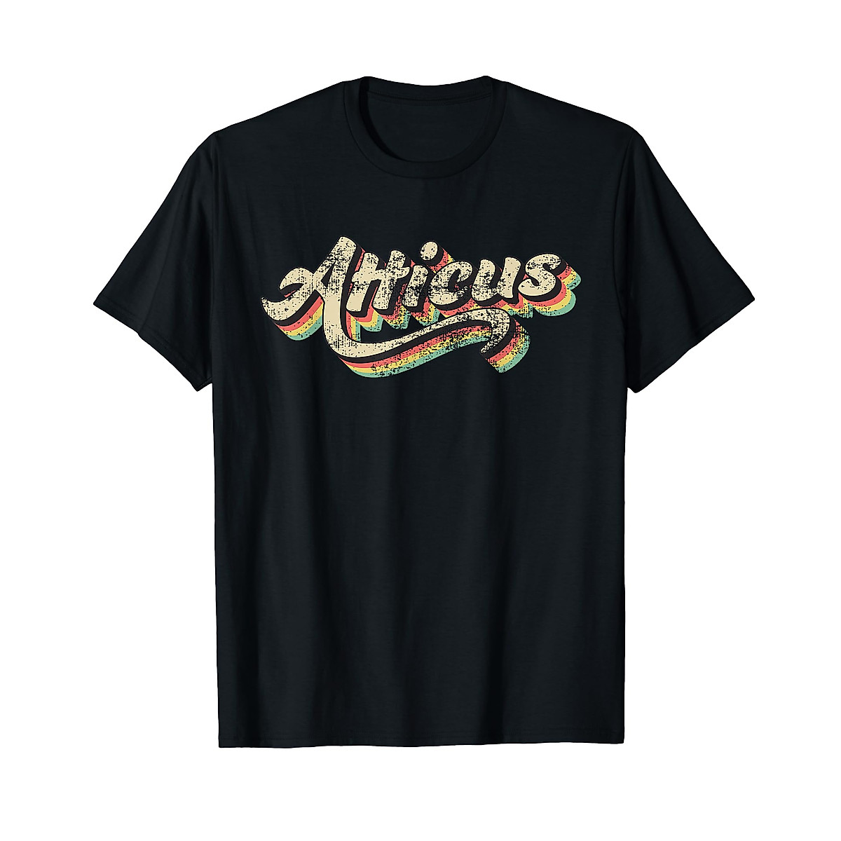 Atticus Name First or Family 70s Inspired Vintage Script T-Shirt