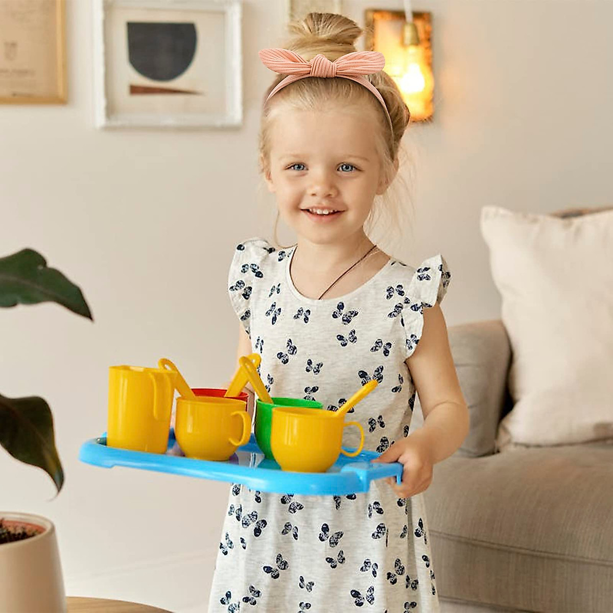 Jaciya Bow Headbands for Girls Women Hair Accessories Thin Headband with Bow Non Slip Fashion Knotted Head Band Bunny Ears Headband(Pink/Purple/Green/Yellow/White/Orange)