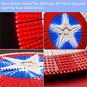 VONADO LED Light Kit Compatible with Lego Captain America's Shield 76262, DIY Creative Lighting Set Accessories Compatible with Lego 76262 Building Set (Lights Only, No Models)
