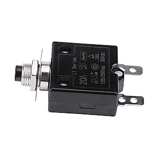 Aramox 5 A / 8 A / 10 A / 15 A / 18 A / 20 A / 30 A Thermal Switch Reset, Current Overload Device Circuit Breaker Manual Reset Circuit Breaker Overcurrent Protector(20A)