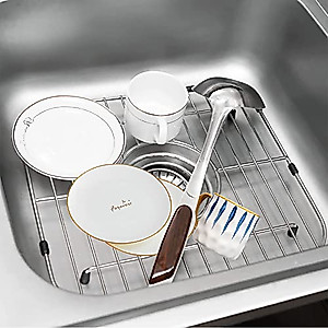 Orgneas Sink Protectors for Kitchen Sink, Universal Double Bowl Sink Bottom Grid 13.2"x11.6"x1.25", 304 Premium Stainless Steel Kitchen Sink Protector Grid Sink Grate Rack Centered Drain 2 Packs