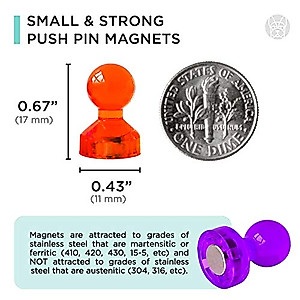 Colorful Push Pin Magnets |56 pc| Fun Magnetic Push Pins Used for Office Magnets, Whiteboard Magnet, Refrigerator Magnets, Classroom Magnets, Calendar Magnets, Map Magnets & Pictures