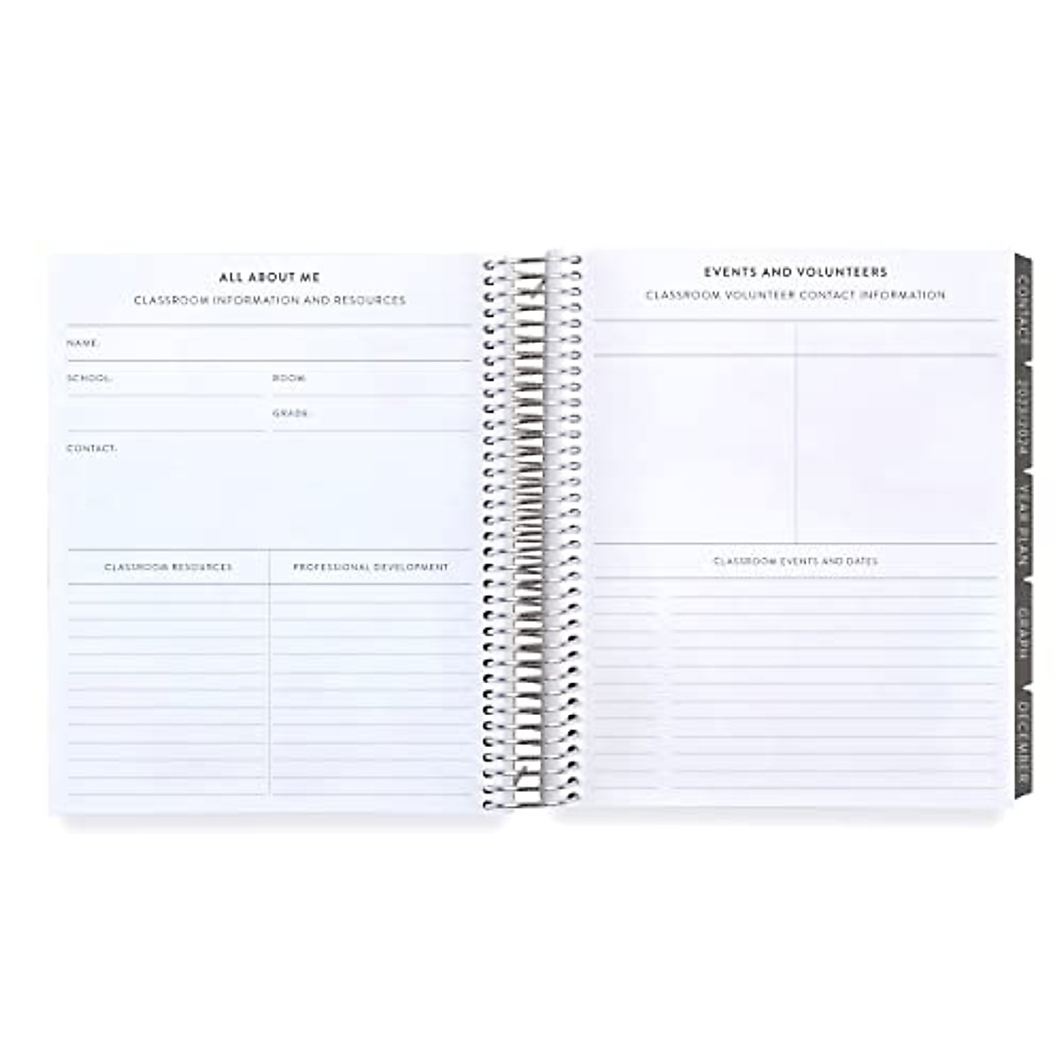 Erin Condren 7" x 9" Platinum Coiled Focused Teacher Lesson Planner (August 2023 - July 2024) - Quartz Grid Vegan Leather Cover - 80 Lb. Thick Mohawk Paper, 12 Month Calendar